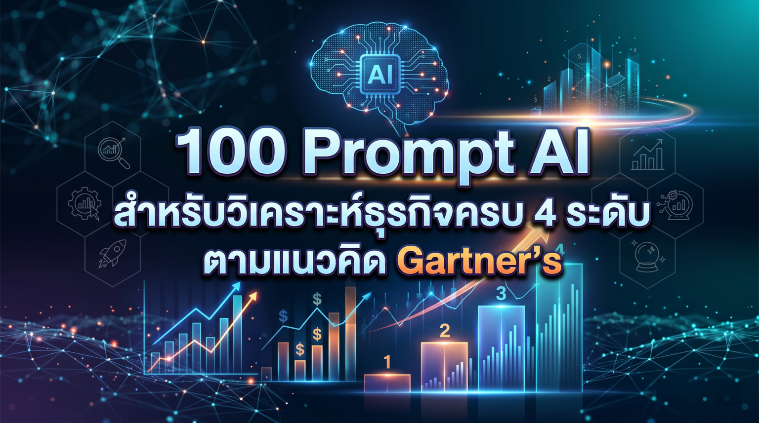 100 Prompt AI สำหรับวิเคราะห์ธุรกิจครบ 4 ระดับ ตามแนวคิด Gartner’s